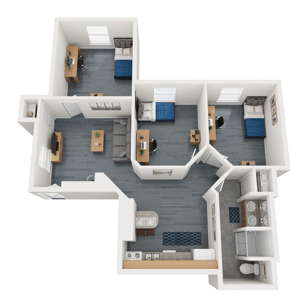 Three-Bedroom Units | Illini Tower