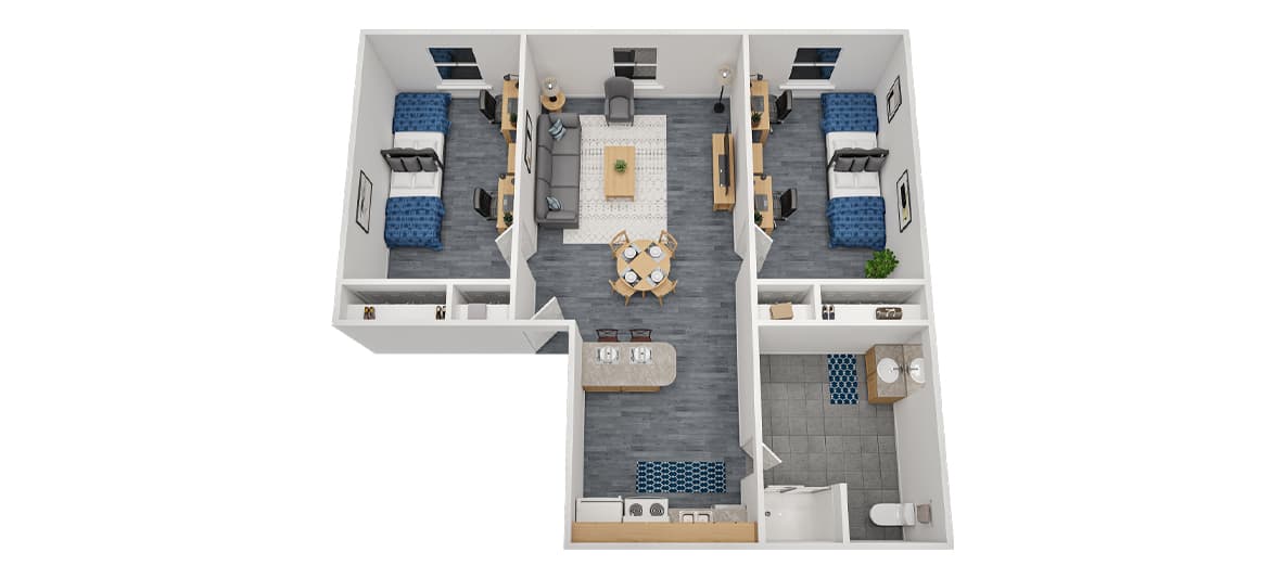 B1 Shared Two-Bedroom | Illini Tower